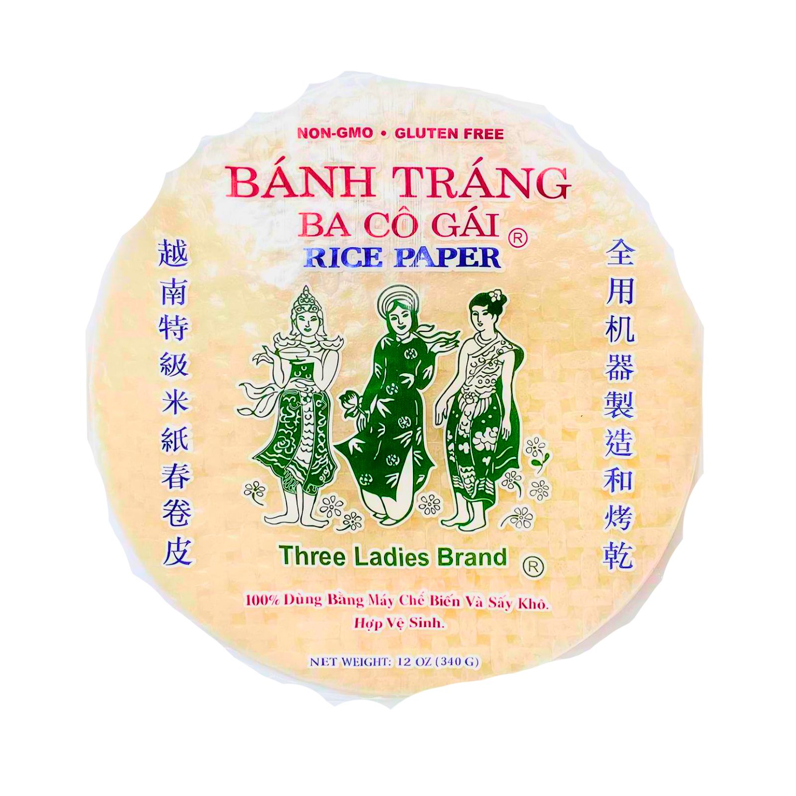 Three Ladies Banh Trang Spring Roll Rice Paper Wrappers Round | Phan ...